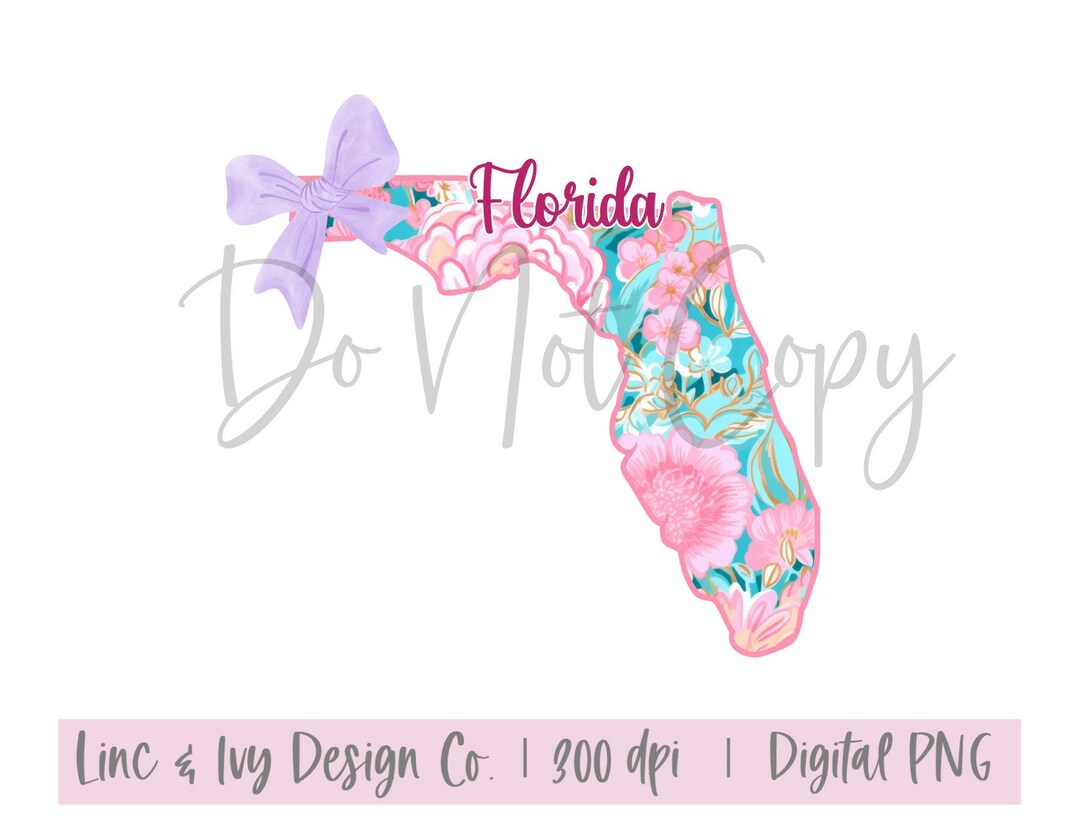 Preppy Coquette FL State / 300 Dpi / Florida PNG - Etsy