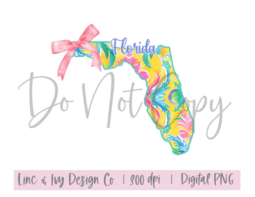 Preppy Coquette FL State / 300 Dpi / Florida PNG - Etsy