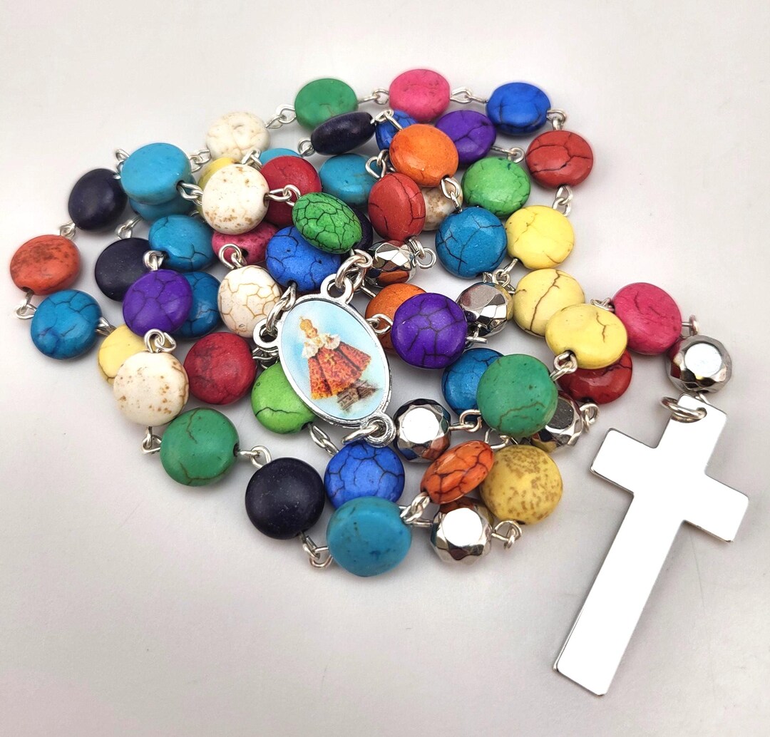 Rosary. Handmade With Bright Colored Reconstituted Stone Beads. - Etsy