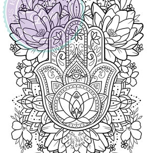 Hamsa Hand Colouring Page, Digital Download, Instant Download, Tattoo ...