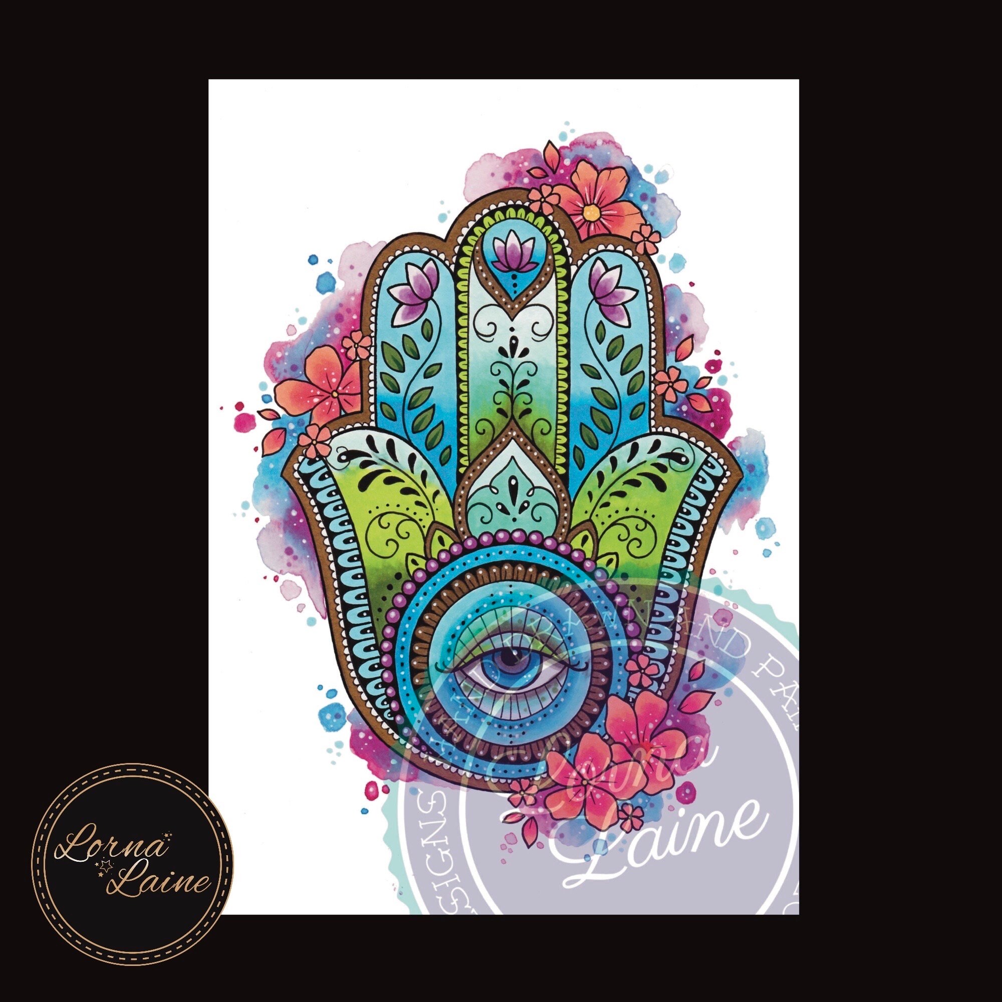 Hand Of Fatima Colour Tattoo