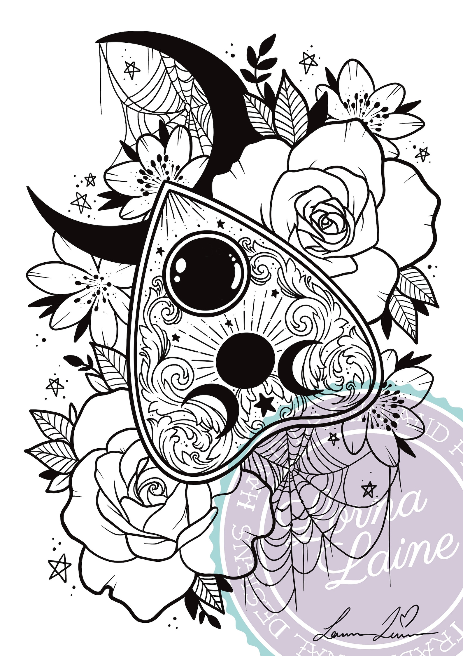 Spiritual Colouring Page Digital Download Tattoo Design - Etsy