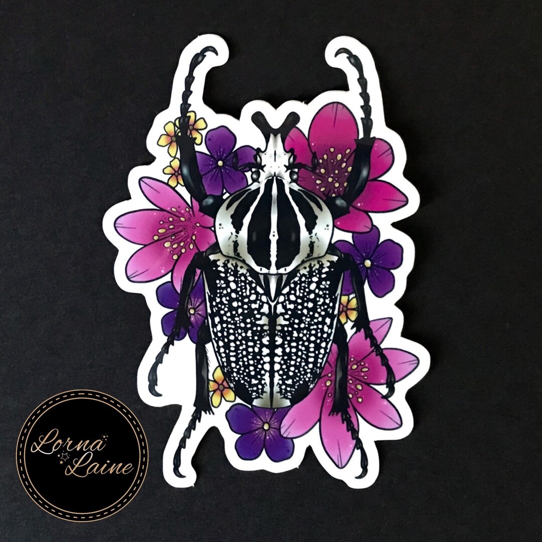 Goliath Beetle Vinyl Sticker, Cottagecore Sticker, Waterbottle Decal ...
