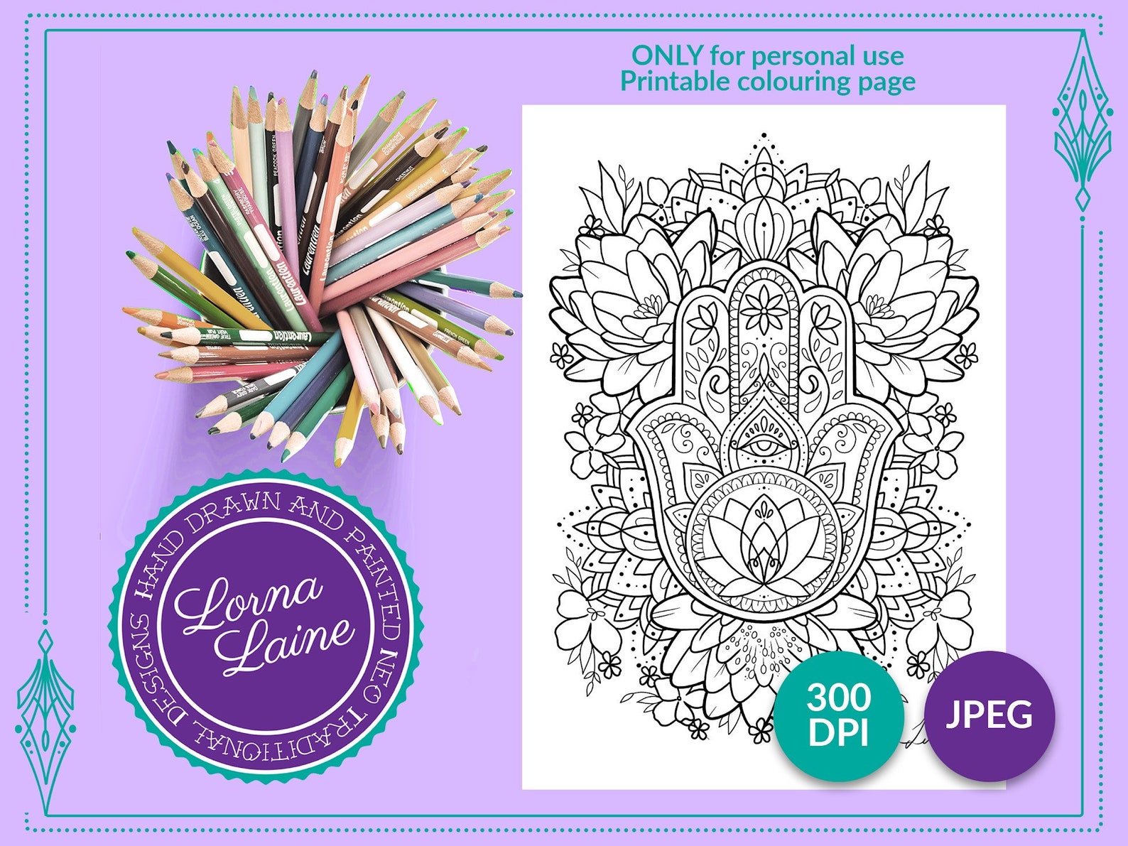 Hamsa Hand Colouring Page Digital Download Instant Download - Etsy