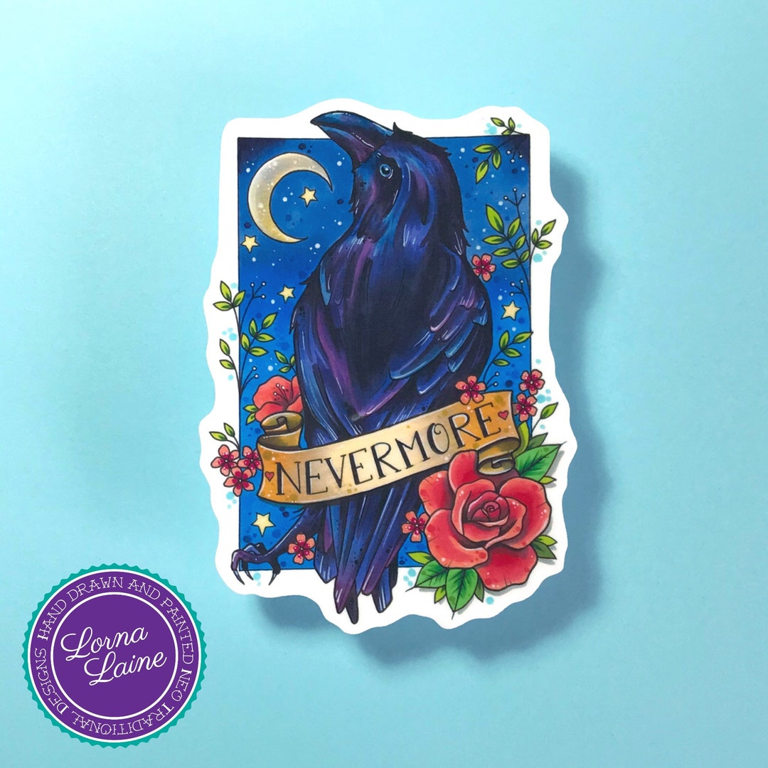 Raven Vinyl Sticker, Tattoo Print, Nevermore Vinyl Decal, Laptop ...