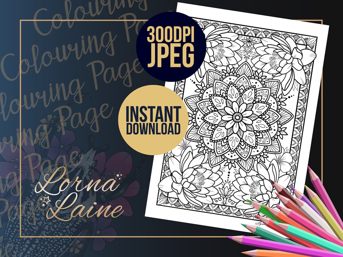 Mandala Colouring Page, Instant Download, Tattoo Design, Digital ...