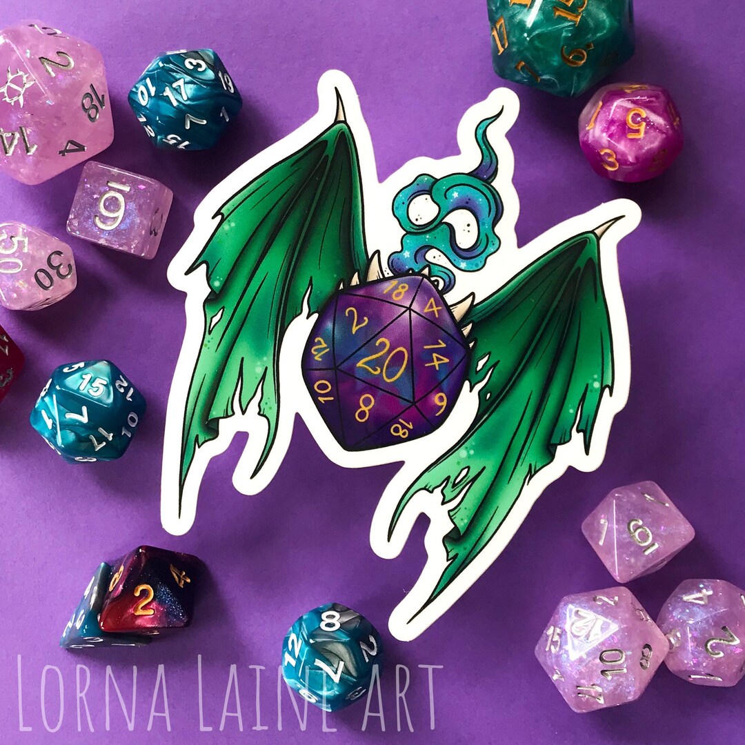 Dragon Sticker, D20 Dice, Vinyl Sticker, Car Decal, Laptop Sticker ...