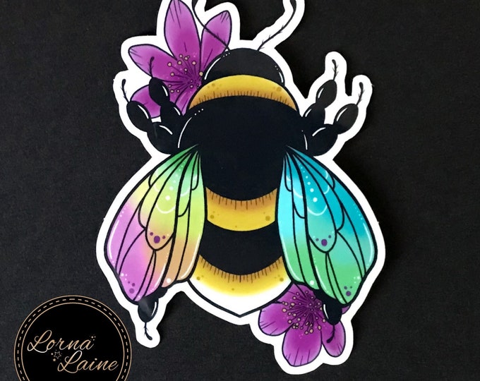Bee Vinyl Sticker, Cottagecore Sticker, Rainbow Sticker, Water Bottle ...