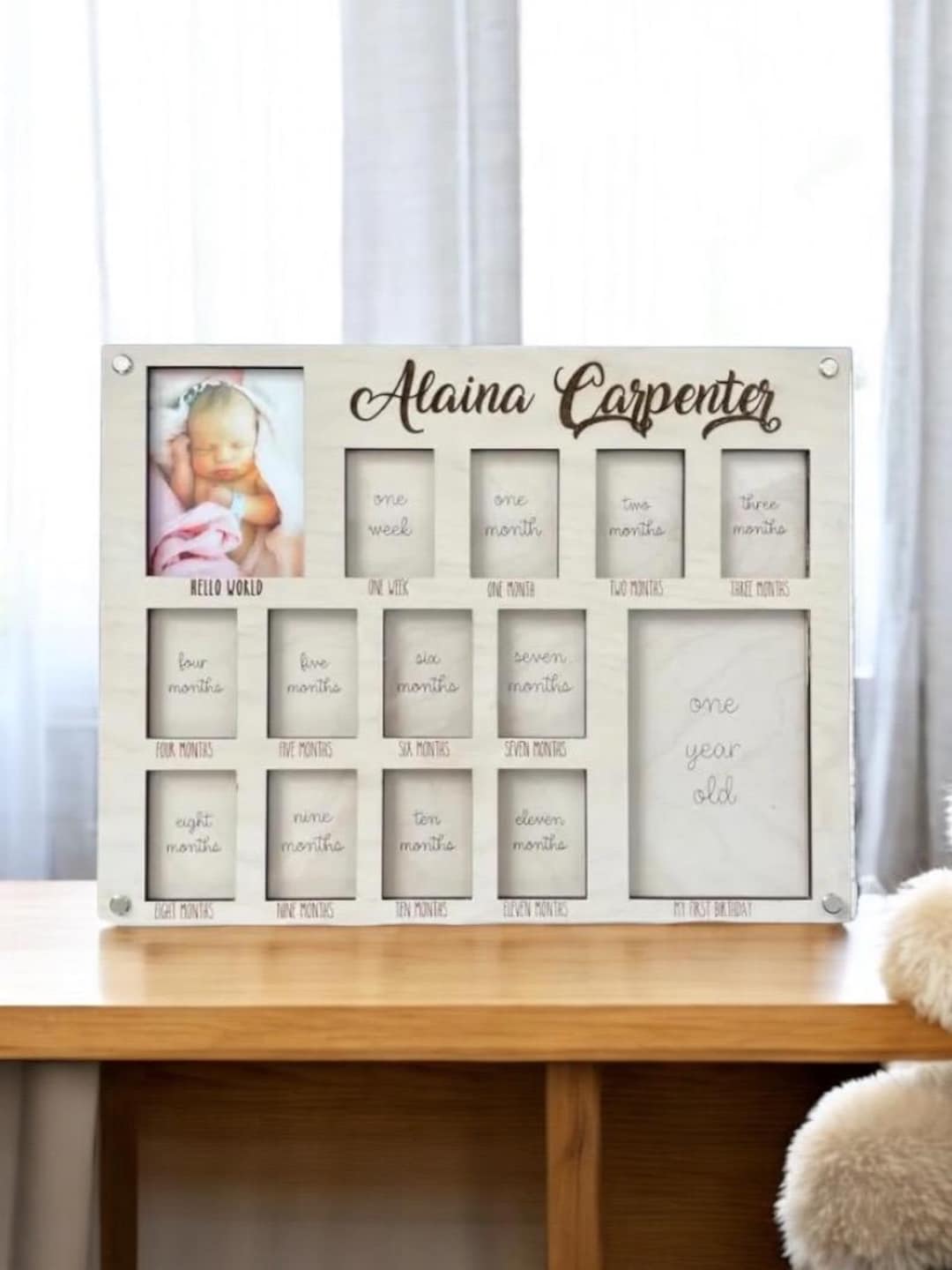My First Year, One Year Board, Baby Monthly Photo Picture Frame ...