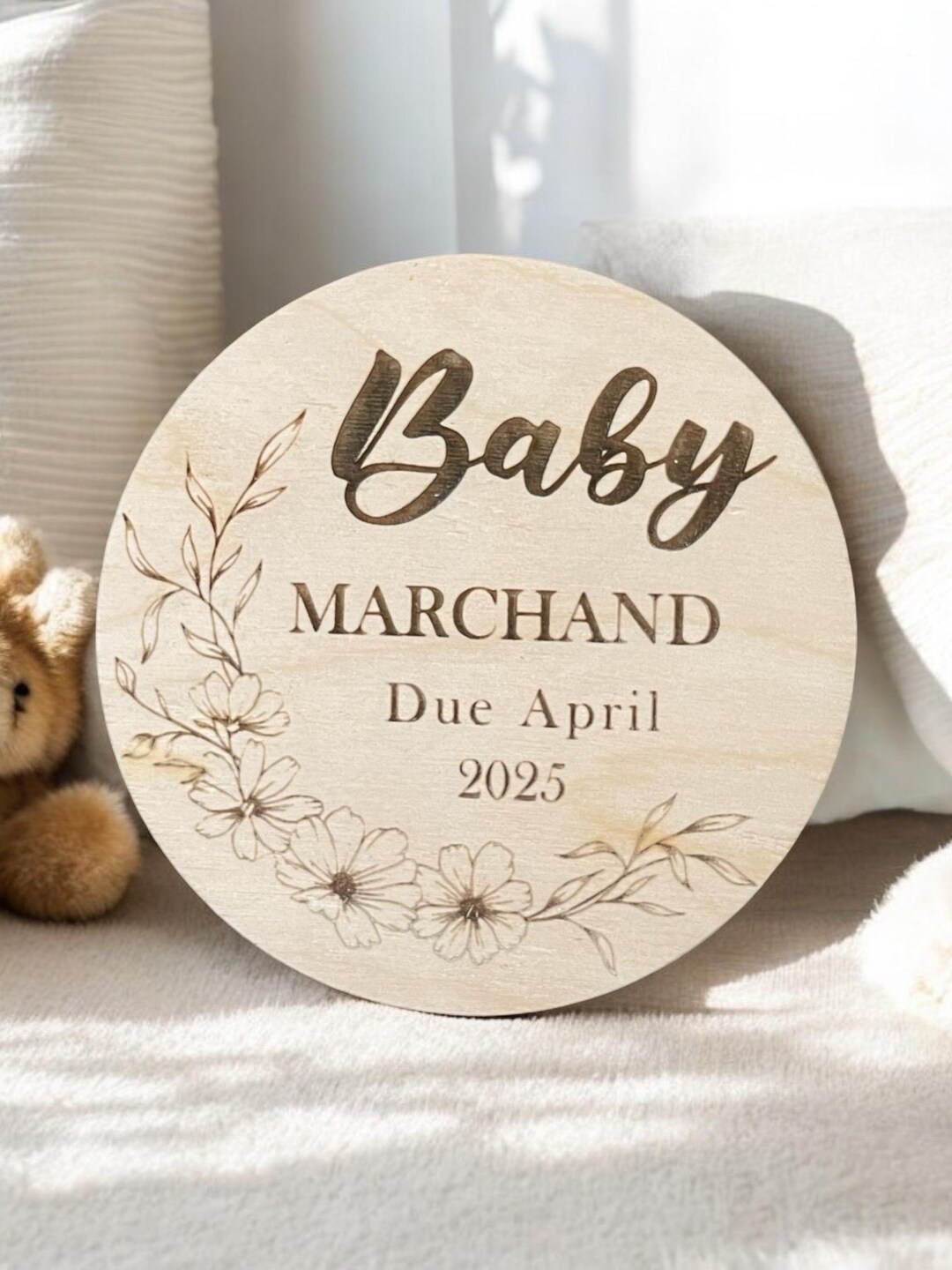 Personalized Pregnancy Announcement Sign, Wooden Due Date Plaque - Etsy