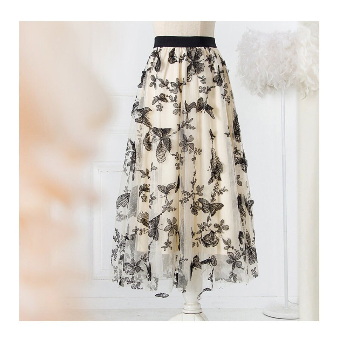 Customizable Maxi Skirt With 3D Butterfly Decoration,skirt for Women ...