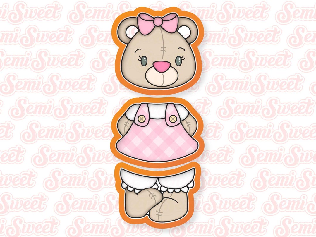 Stackable Female Teddy Bear Cookie Cutter Set - Etsy