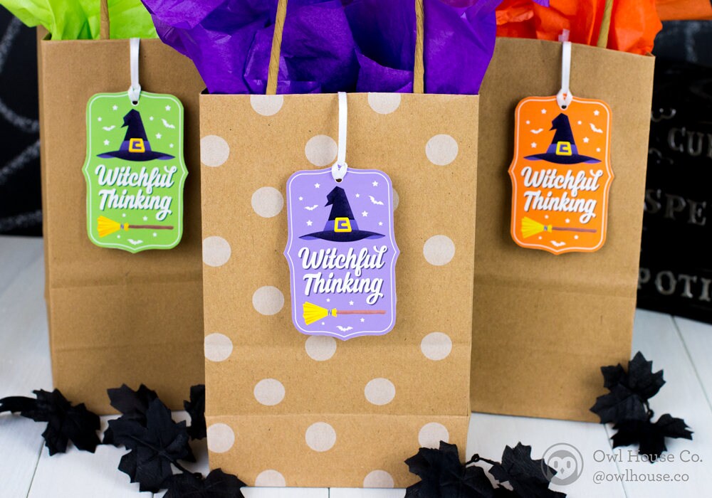 Witchful Thinking Printable Halloween Gift Tag Favor Instant | Etsy