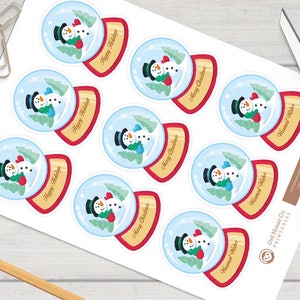 Snowman Snow Globe Editable Printable Christmas Gift Tag Favor Instant ...
