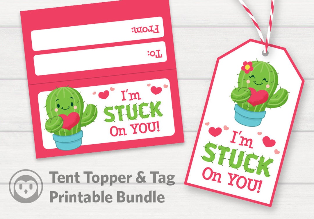 Cactus “i’m Stuck on You!” and “you Are Succulent!” Printable Valentine ...