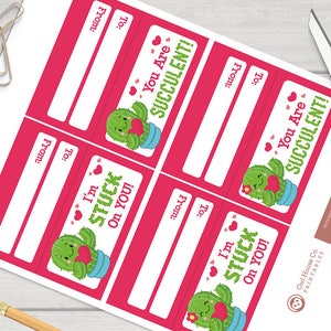 Cactus “i’m Stuck on You!” and “you Are Succulent!” Printable Valentine ...