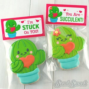 Cactus “i’m Stuck on You!” and “you Are Succulent!” Printable Valentine ...