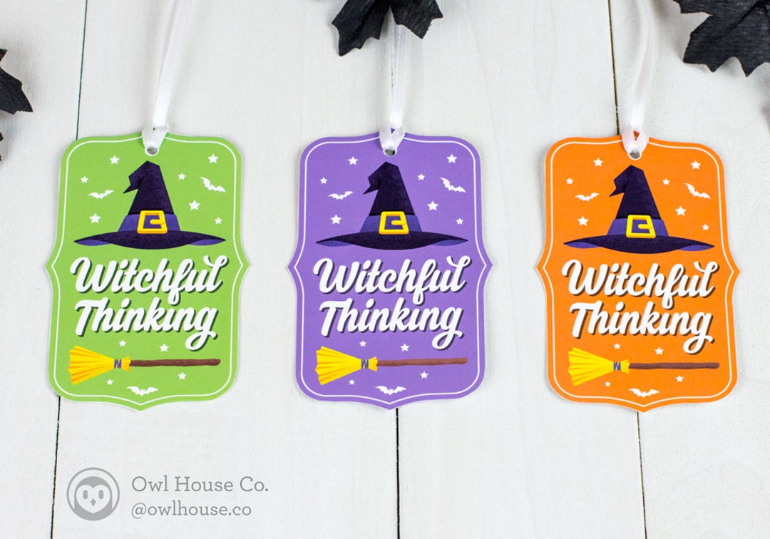 Witchful Thinking Printable Halloween Gift Tag Favor Instant Download ...