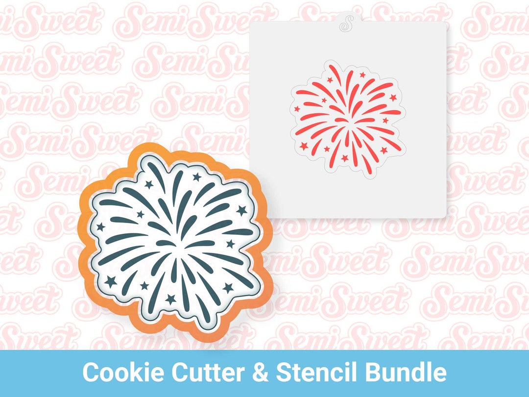 Firework Bloom Cookie Cutter & Stencil Bundle - Etsy