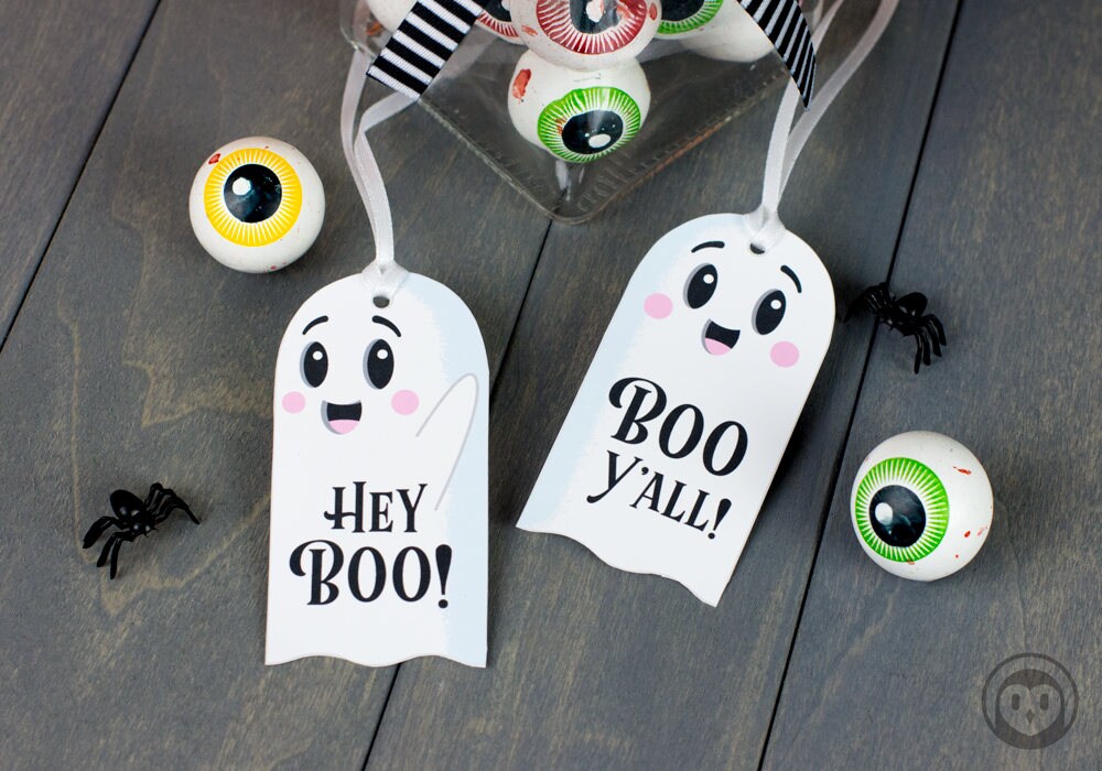 Boo Y'all and Hey Boo Ghost Printable Tag Halloween Gift | Etsy