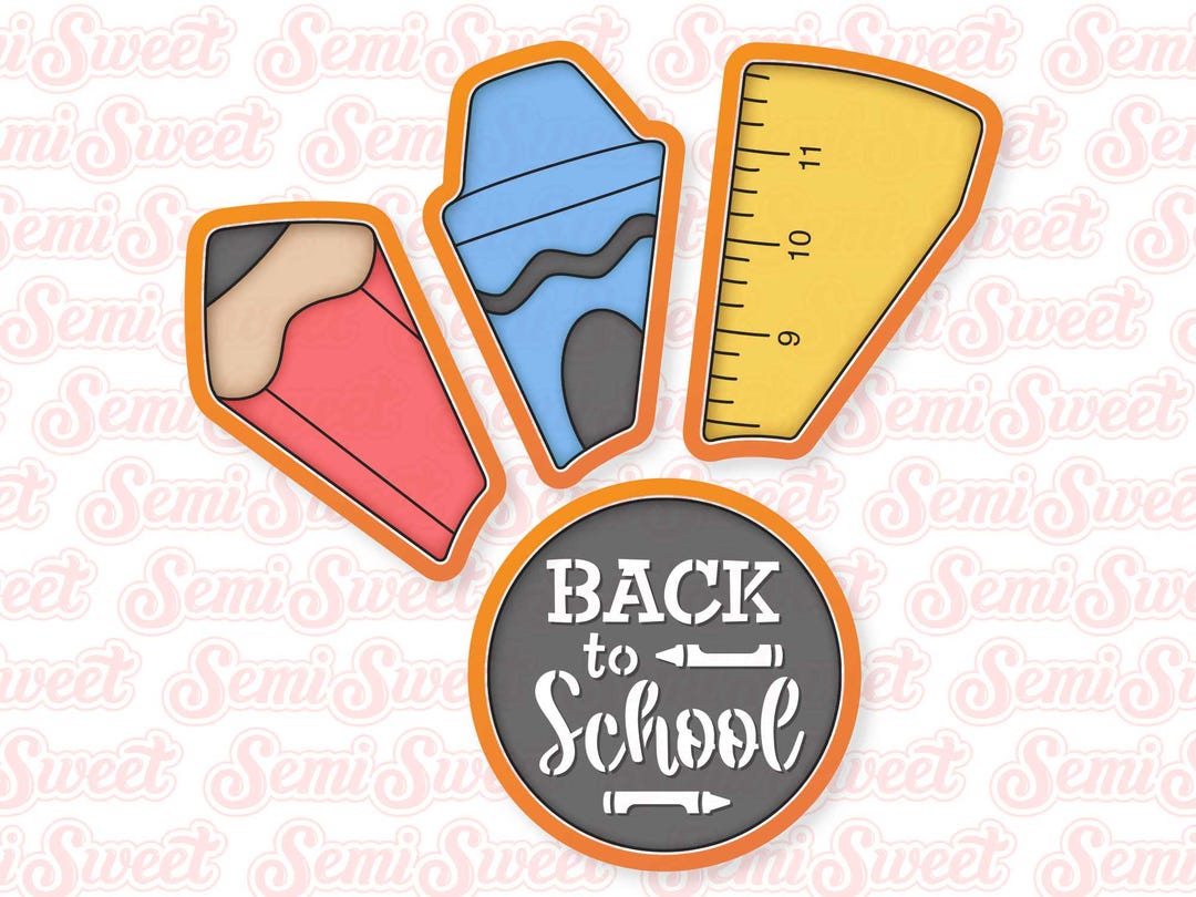 Back to School Cookie Cutters Overlapping School Supplies Cookie ...