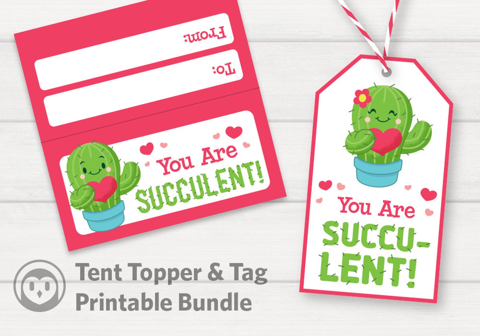 Cactus “i’m Stuck on You!” and “you Are Succulent!” Printable Valentine ...