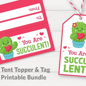 Cactus “i’m Stuck on You!” and “you Are Succulent!” Printable Valentine ...