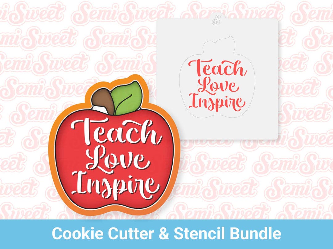 Back to School Cookie Cutters Apple Plaque Cookie Cutter & Teach Love ...