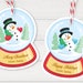 Snowman Snow Globe Editable Printable Christmas Gift Tag Favor Instant ...