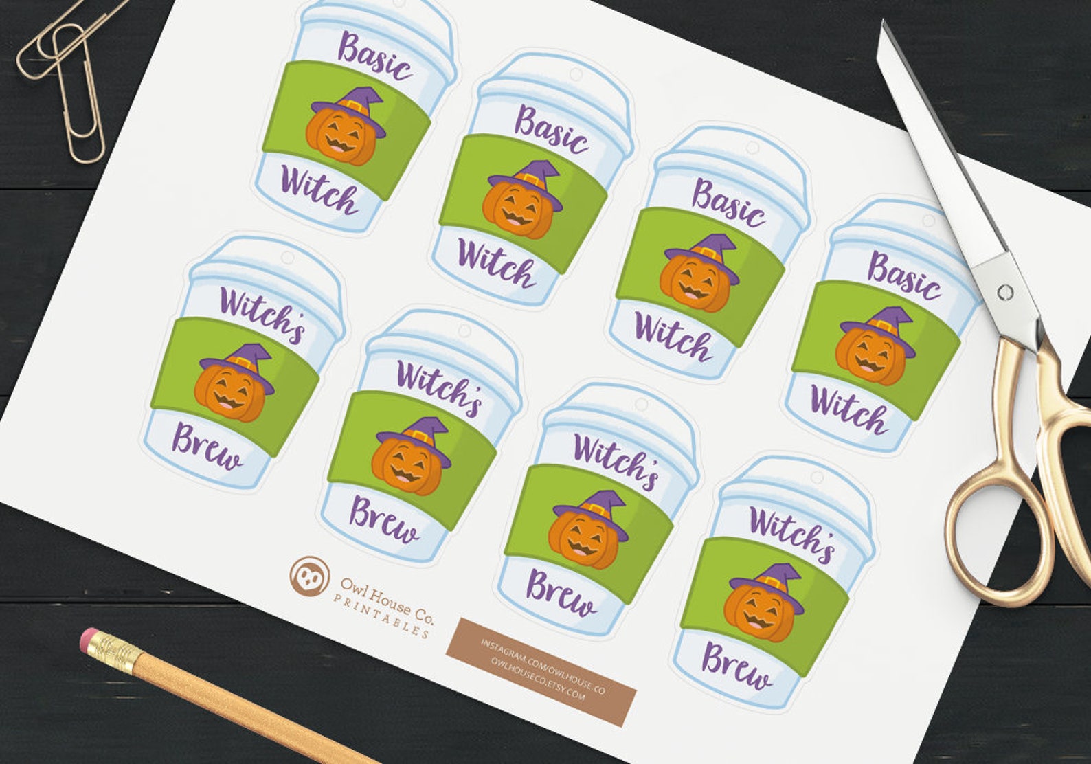 Basic Witch and Witchs Brew Coffee Printable Halloween Gift | Etsy