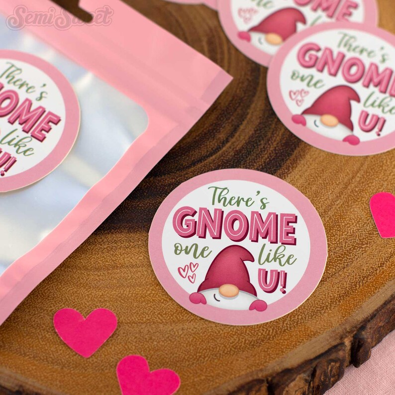 Valentine Tag Sticker There's Gnome One Like You 2.5" Tag Sticker ...