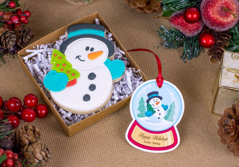 Snowman Snow Globe Editable Printable Christmas Gift Tag Favor | Etsy