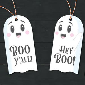 Boo Y'all and Hey Boo Ghost Printable Tag Halloween Gift Tag Favor ...