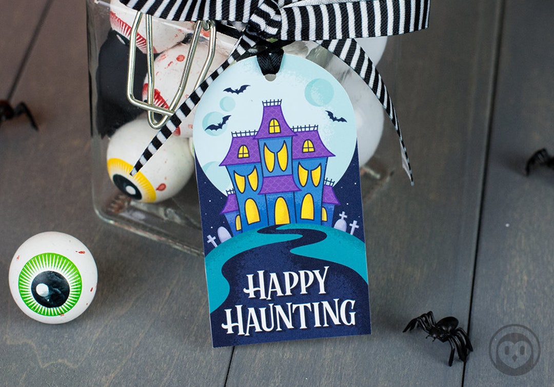 Haunted House Printable Halloween Gift Tag Favor Instant Download - Etsy