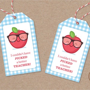 Printable I Couldn't Have Picked Better Teacher Apple Nerdy Blue Gift ...