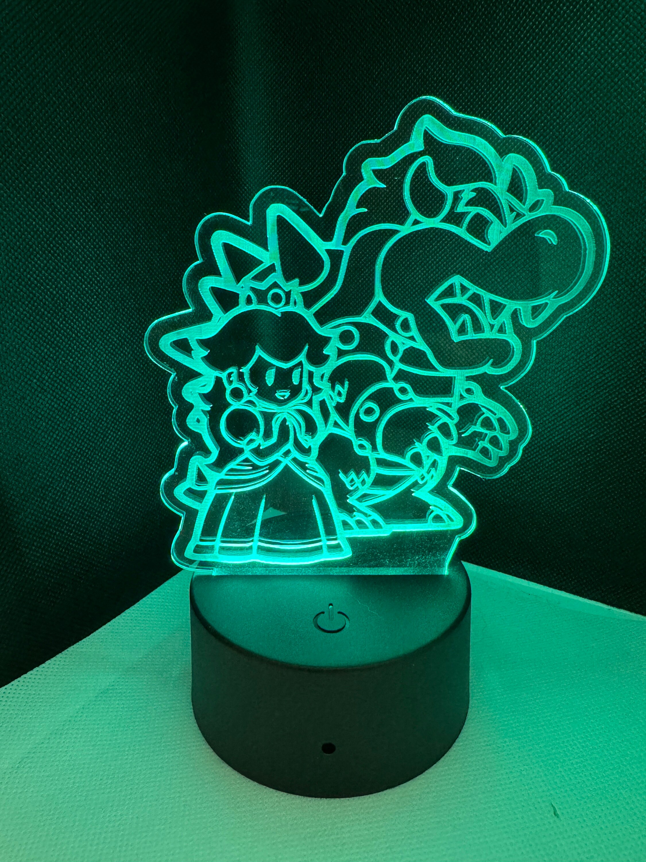 Princess Peach and Bowser LED Nightlight 16 Colors, 4 Modes, Remote ...