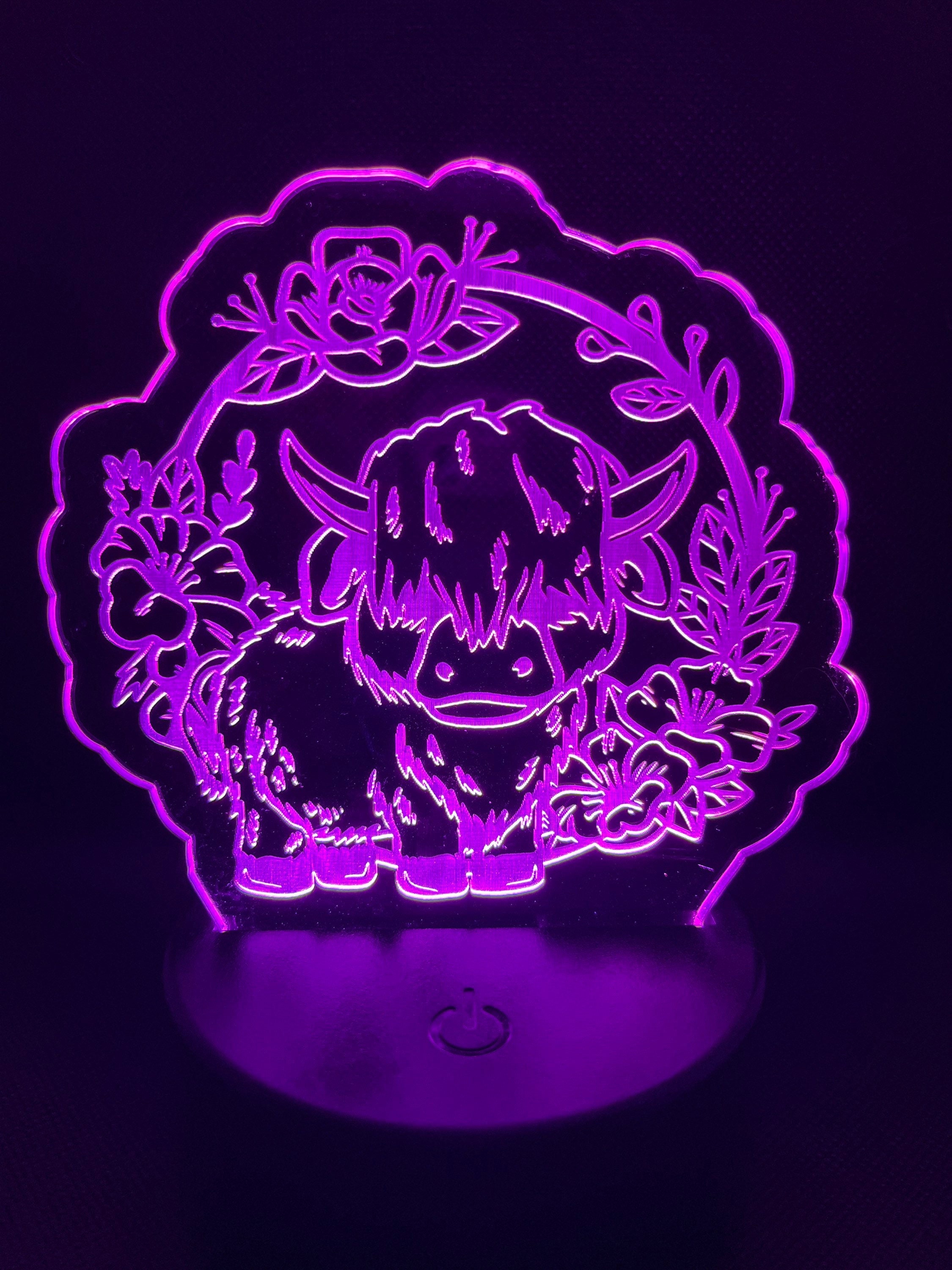 Highland Cow LED Nightlight With Remote Control Color - Etsy