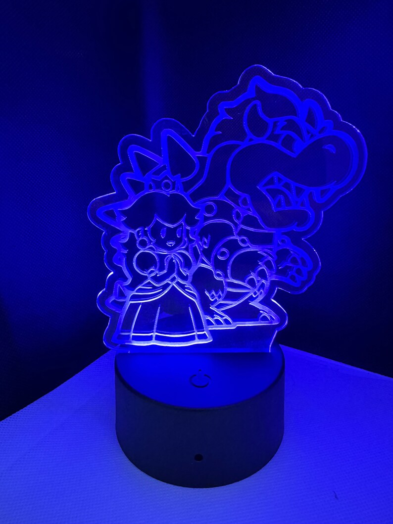 Princess Peach and Bowser LED Nightlight 16 Colors, 4 Modes, Remote ...