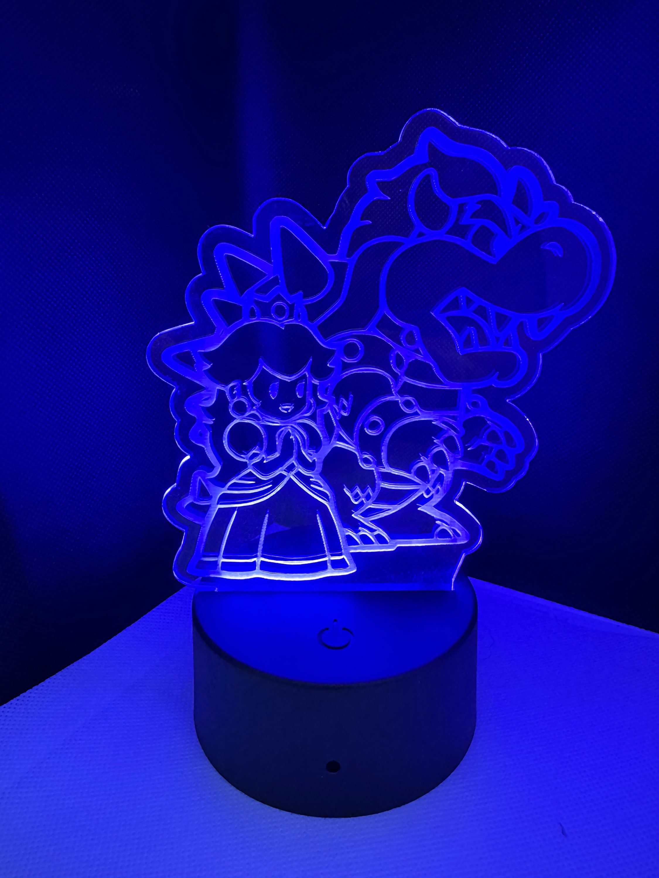 Princess Peach and Bowser LED Nightlight 16 Colors, 4 Modes, Remote ...