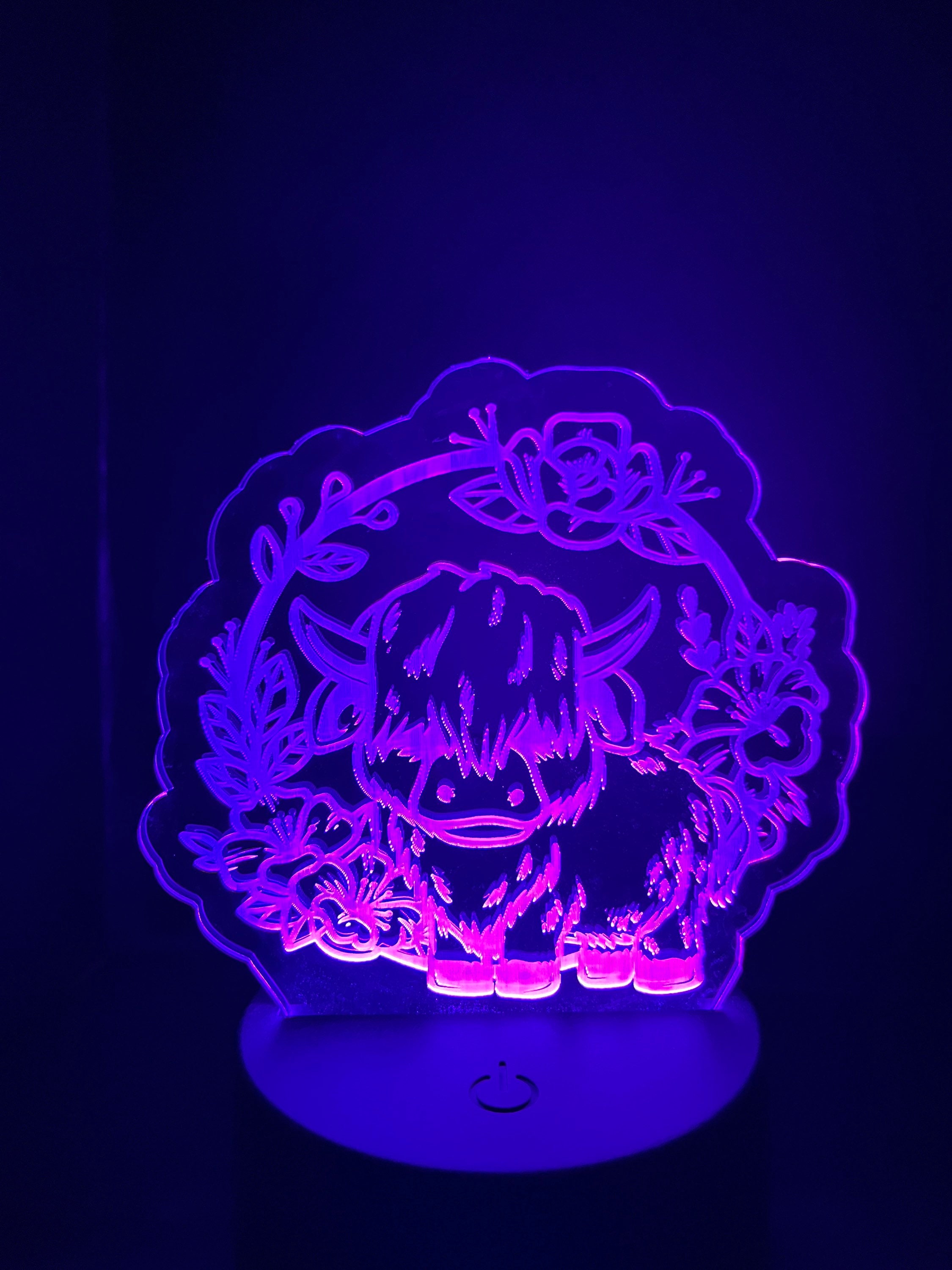 Highland Cow LED Nightlight With Remote Control Color - Etsy
