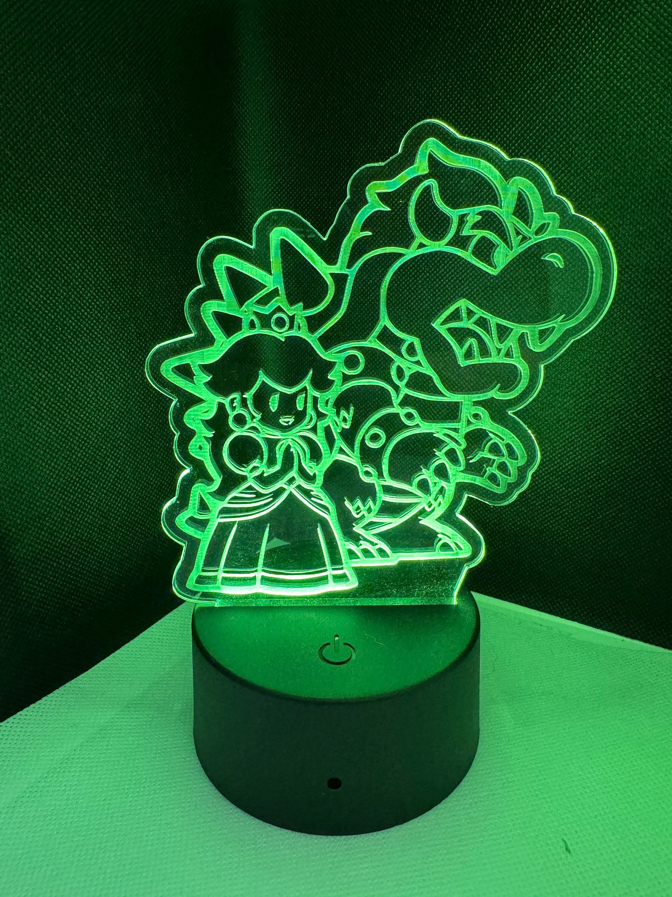 Princess Peach and Bowser LED Nightlight 16 Colors, 4 Modes, Remote ...