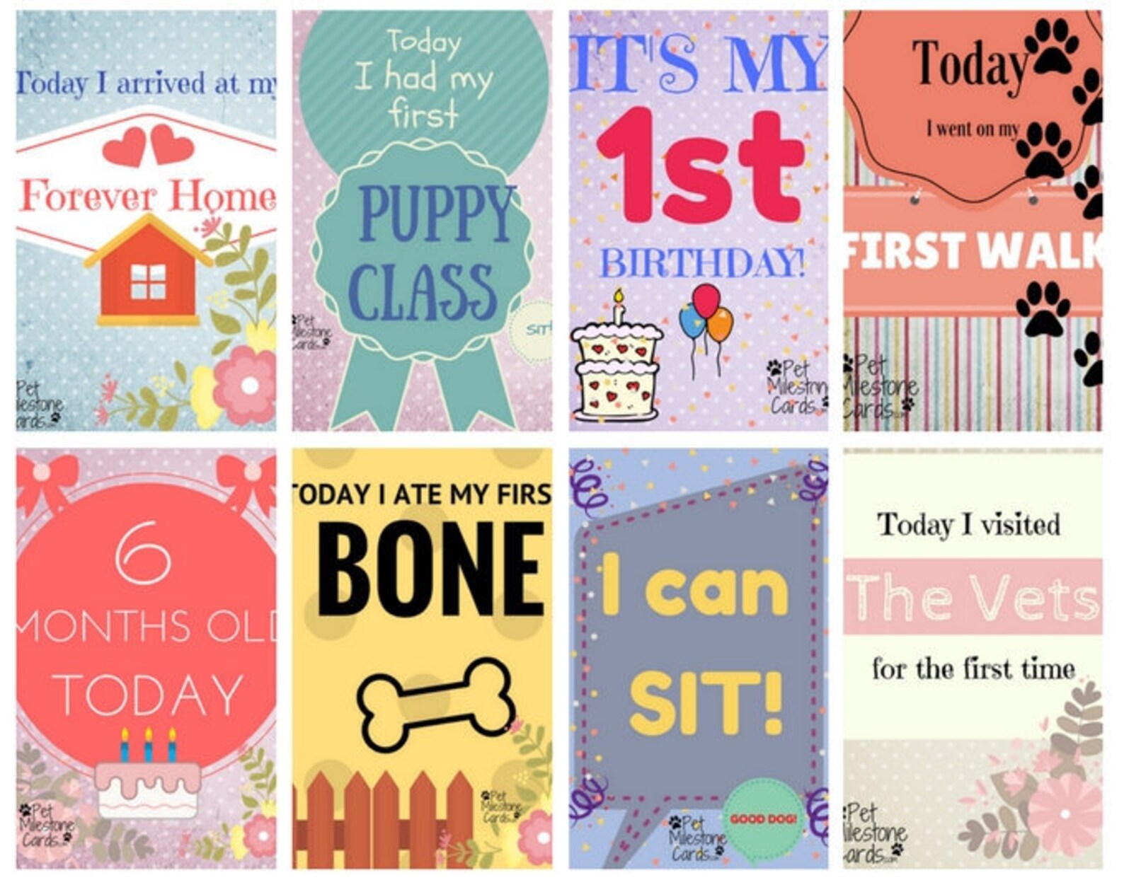 PUPPY MILESTONE CARDS (20)- Digital Download (self Printing) - Etsy