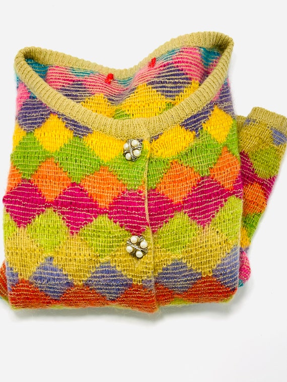 1980's One Step Up Argyle Mohair/Acrylic Argyle Sweat… - Gem
