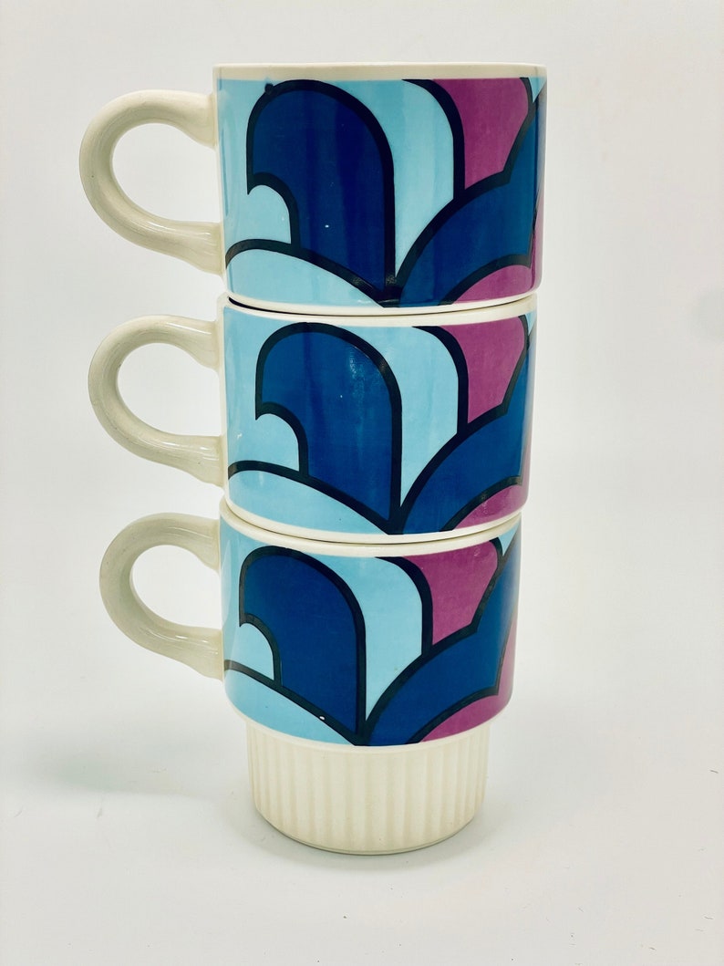Retro Mod Stacking Mugs - Etsy