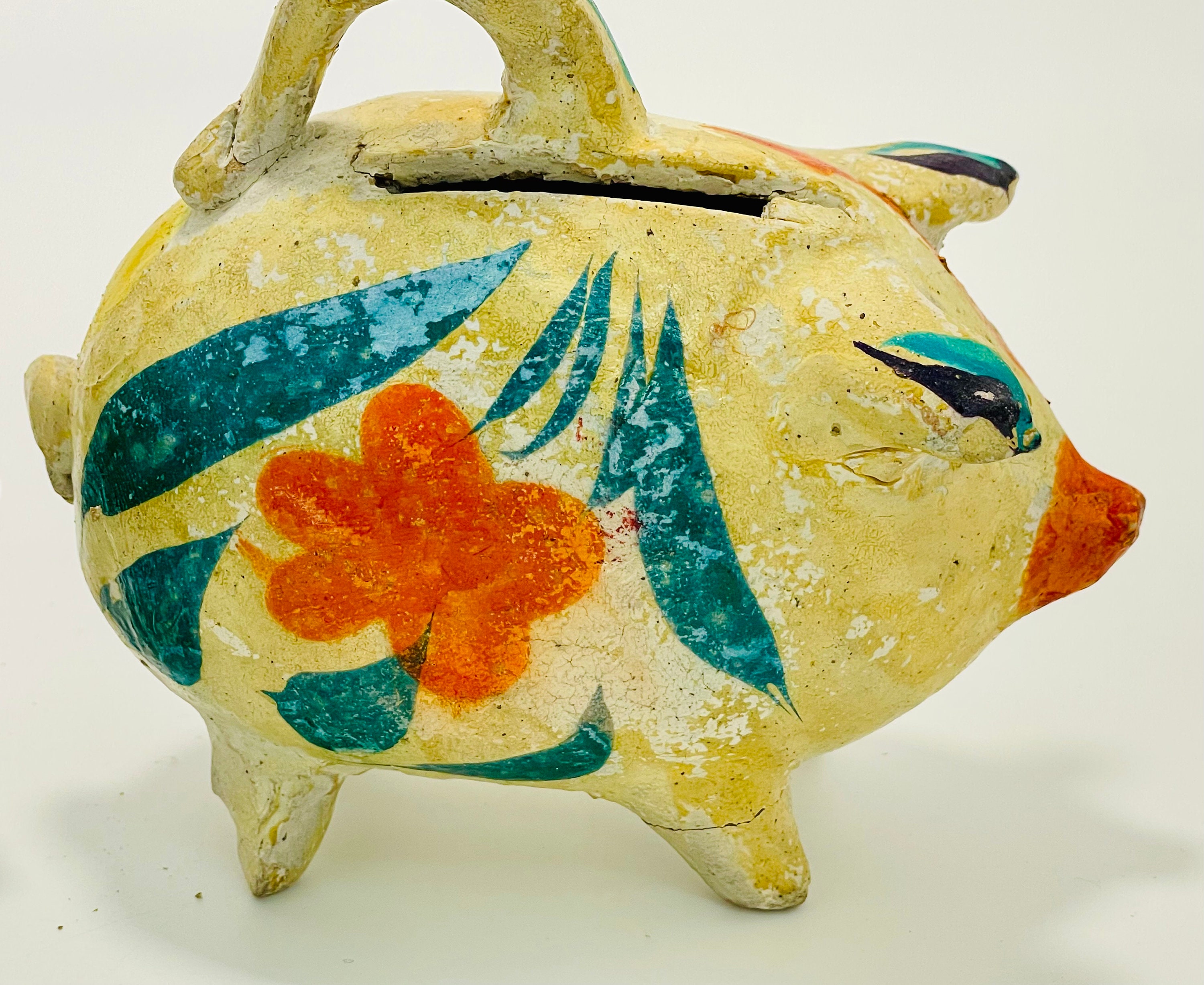 Vintage Mexican Pottery Souvenir Piggy Bank, Clay Pig Breakable Coin ...