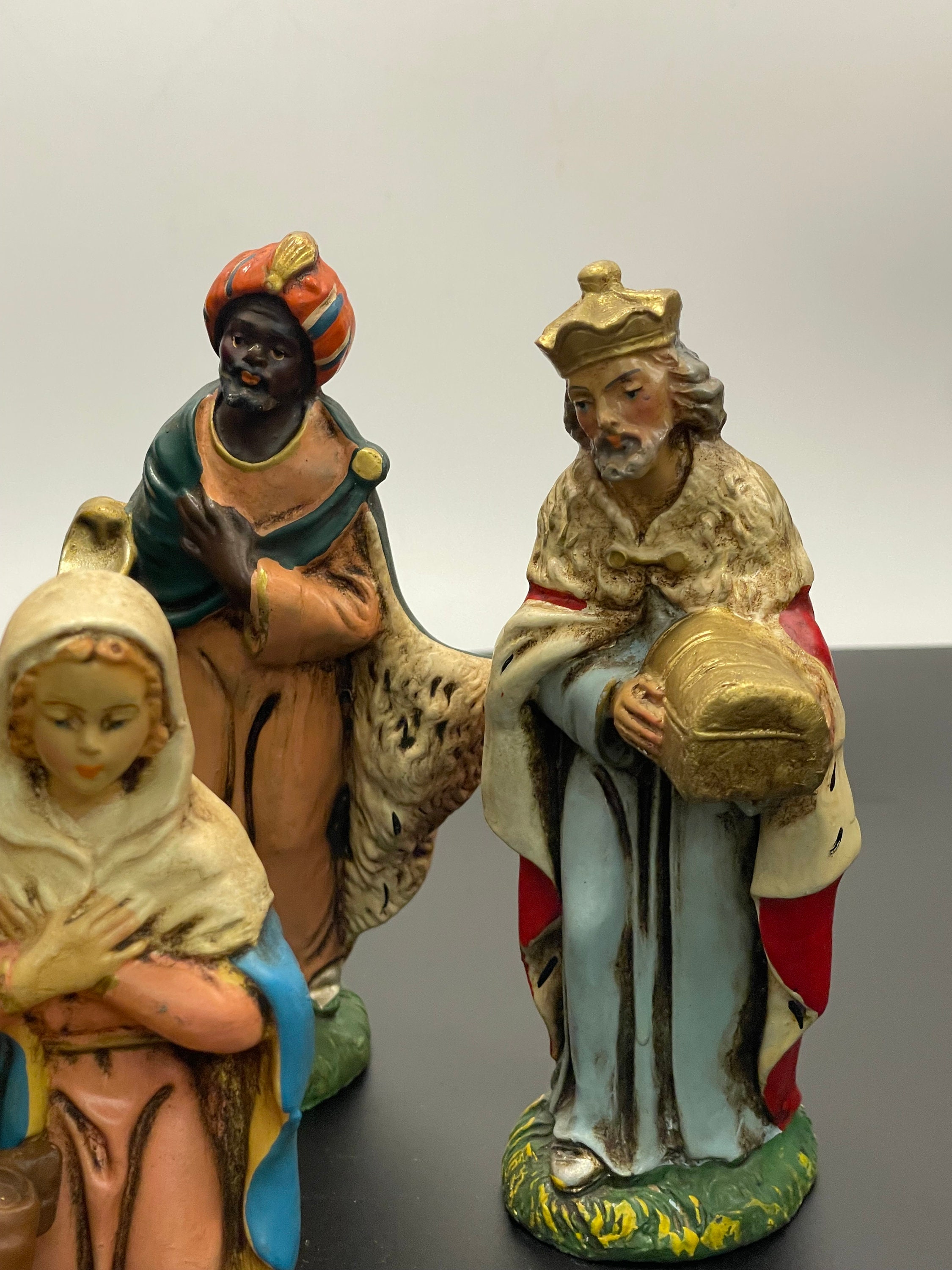 6 Piece Nativity Set Vintage 6 Scale Figurine Hand Painted Composition ...
