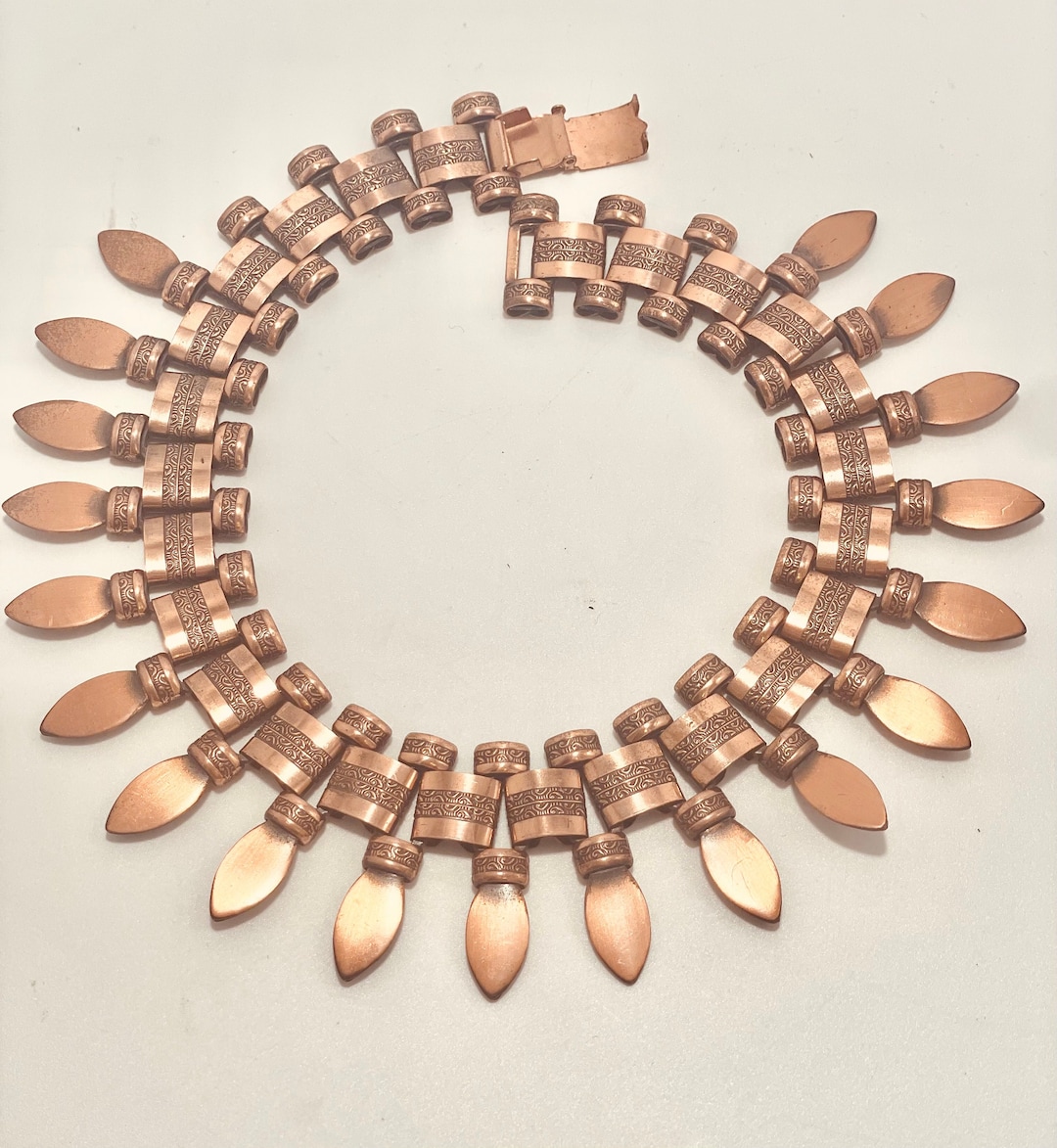 Vintage Copper Art Deco Choker Necklacr - Etsy