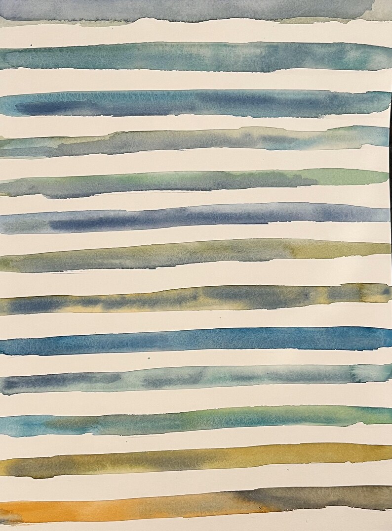 Rainbow Stripes | Rainbow Watercolor Stripes | Modern Watercolor Art - Etsy