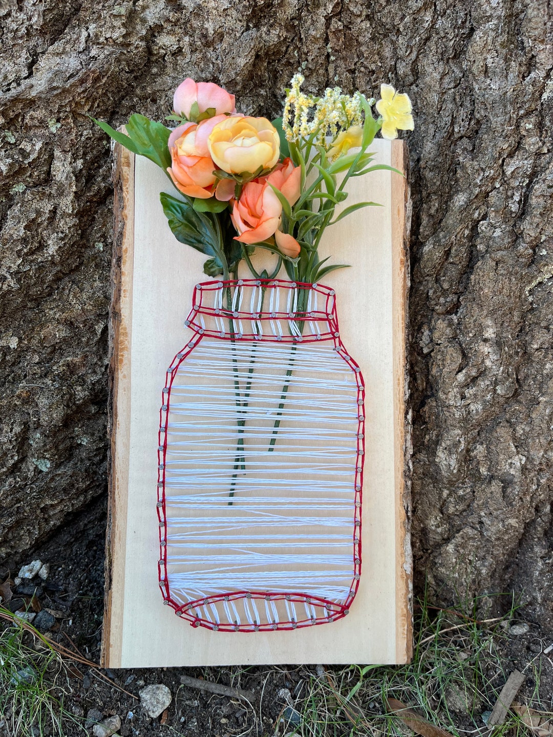 Mason Jar Art With Flowers | String Art With Flowers | Mason Jar Wall Art | Flower Wall Art ...