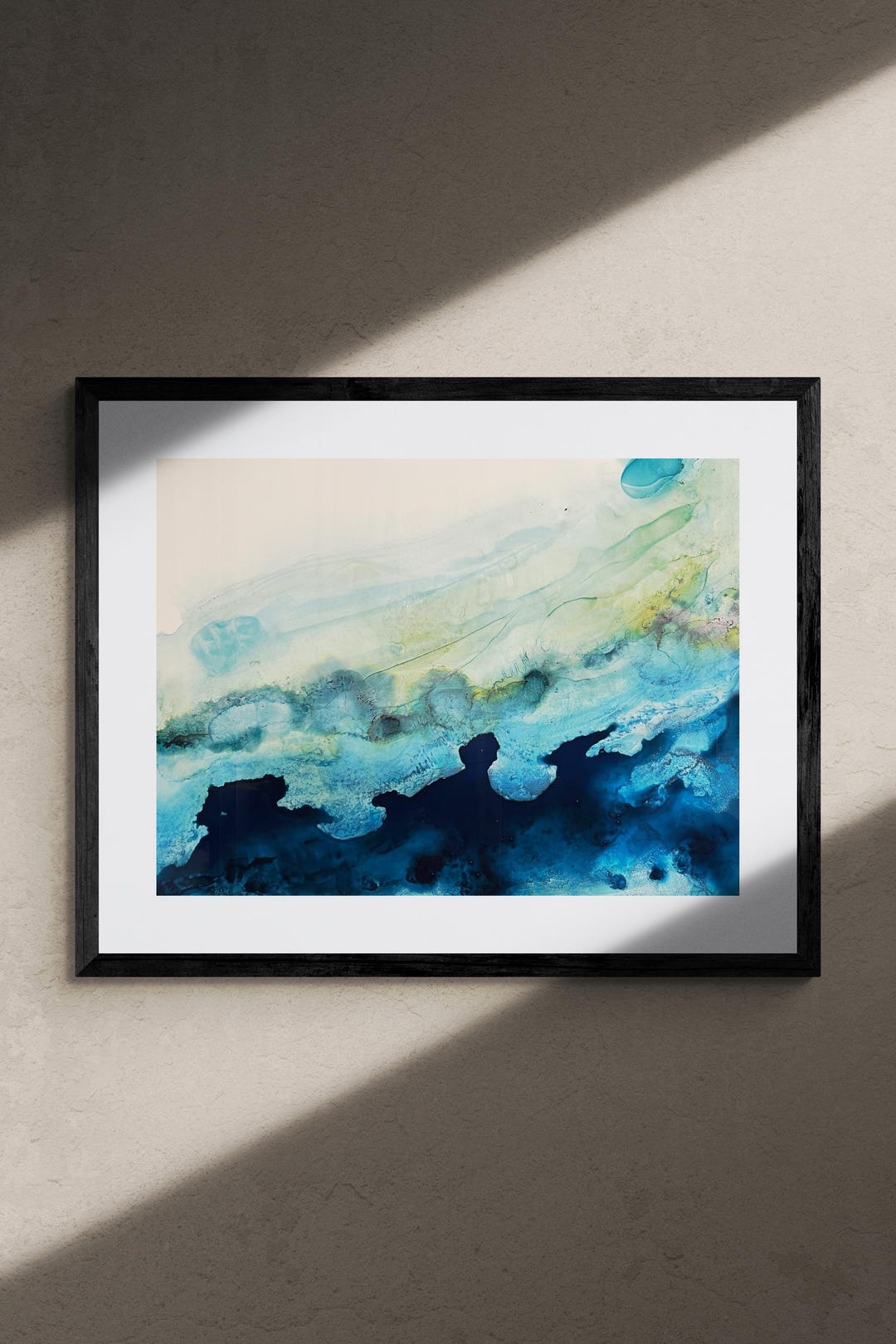 Blue Ocean Ink Art | Blue and Green Abstract Ink Art | Blue Waves Ink ...